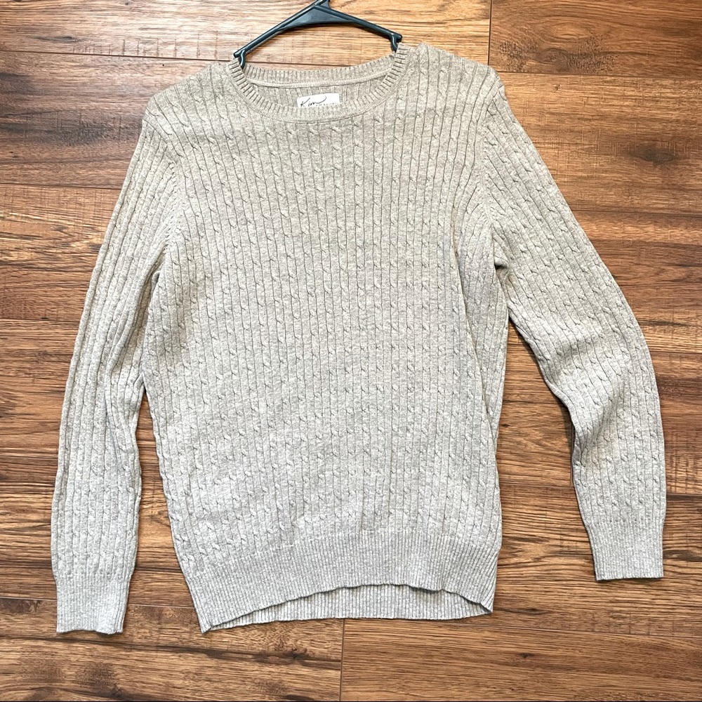 Light Gray Cable Knit Sweater Kim Rogers Size Medium - Gem